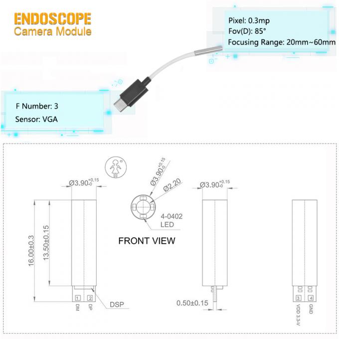 High Quality CMOS Image Sensor Mini USB Endoscope Camera Module