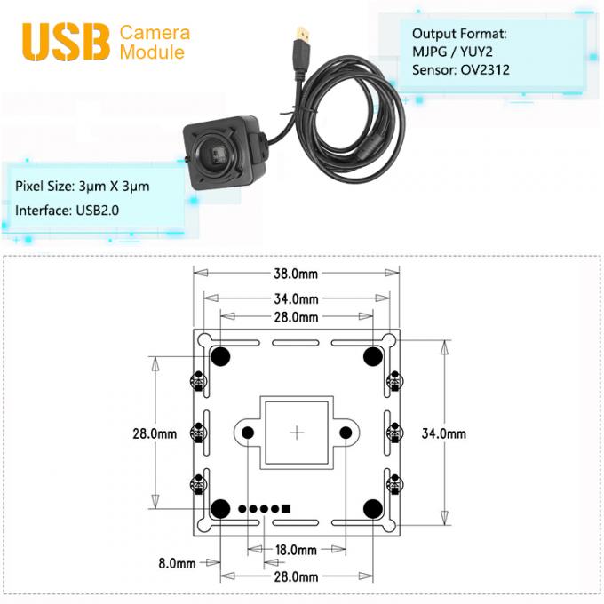 Global Shutter Omnivision OV2312 Image Sensor USB Camera Module With Shell