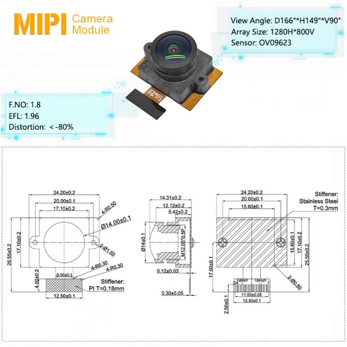 Fixed Focus OmniVision OV09623 CMOS Sensor FPC Camera Module