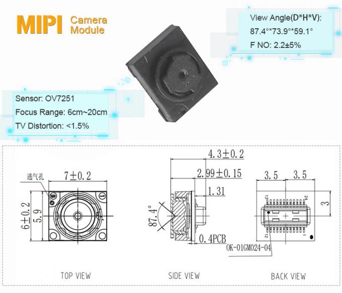 0.3MP Fixed Focus OV7251 Socket MIPI Camera Module for artificial ...