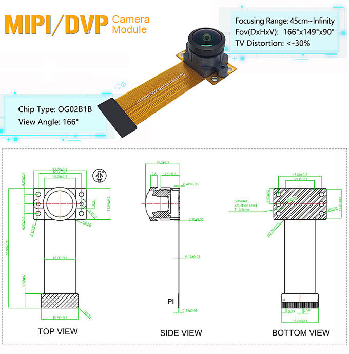 2 Megapixel OG02B1B CMOS Image Sensor Mono Global Shutter Camera Module